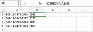 Función Derecha en Excel - La Fórmula de Excel
